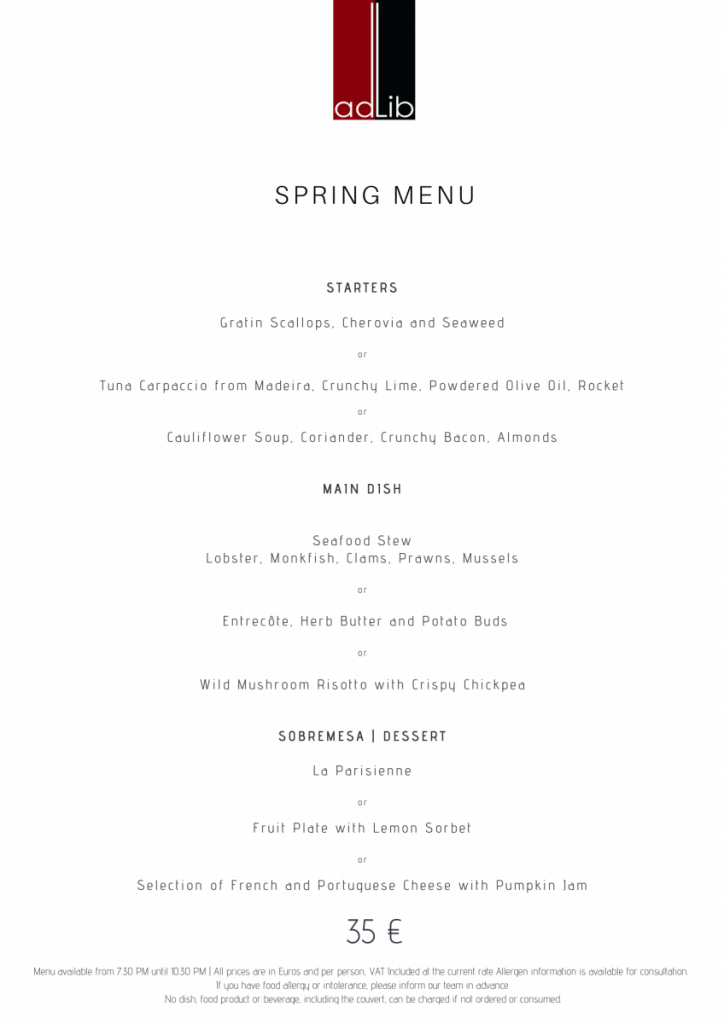Sofitel Lisbon Liberdade - Spring-Menu
