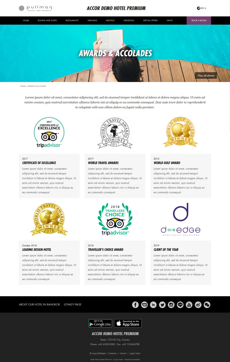 NEW award page available as a page template - My Hotel Website News