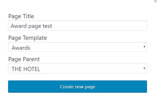 NEW award page available as a page template - My Hotel Website News